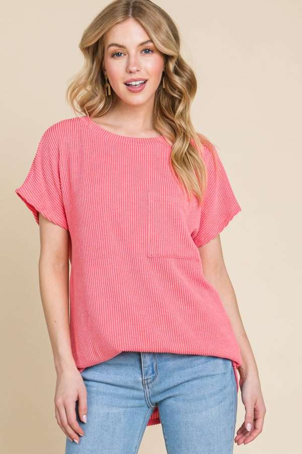 Ribbed Pocket Tee-Watermelon – Lillies & Lace Boutique